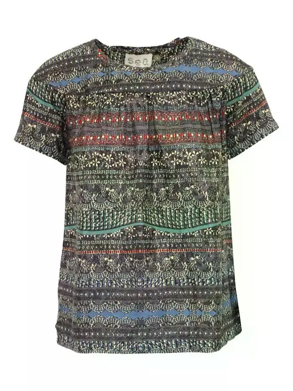 Sea Abstract-print Short-sleeve Top