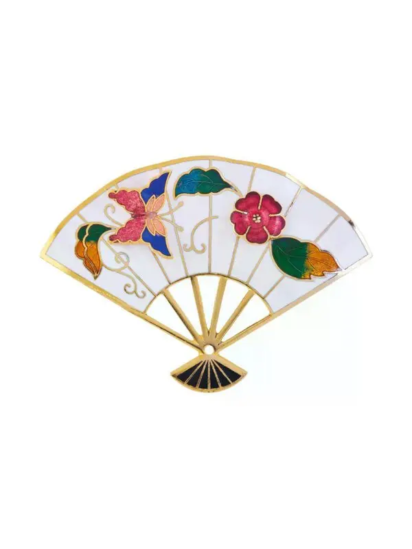 SUSAN CAPLAN 1980s Fan Brooch - White