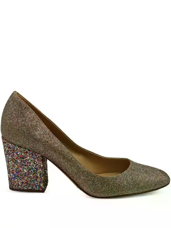 SERGIO ROSSI Glitter Block-heel Pumps
