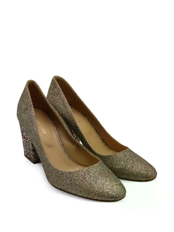 SERGIO ROSSI Glitter Block-heel Pumps