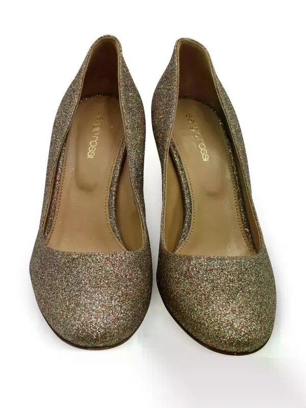 SERGIO ROSSI Glitter Block-heel Pumps