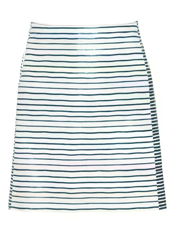 Tory Burch Leather Striped A-line Skirt - White