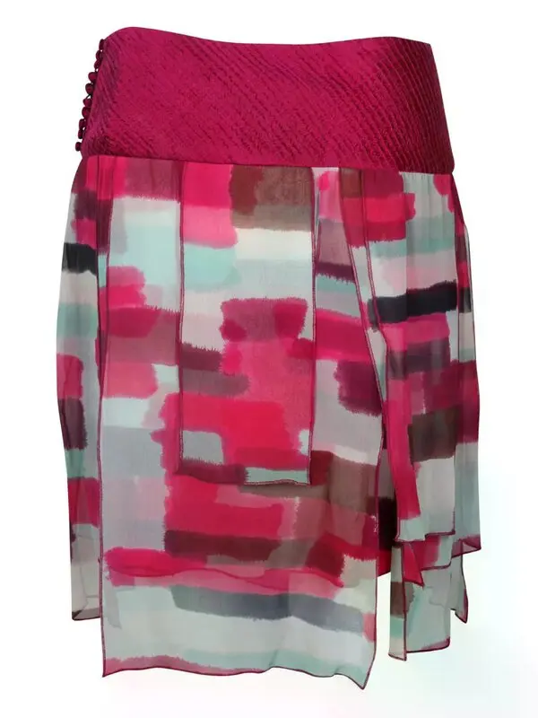 Diane Von Furstenberg Geometric-print Layered Mini Skirt - Pink