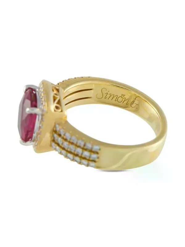 SIMON G 18k Yellow Diamond And Rubellite Ring - Gold