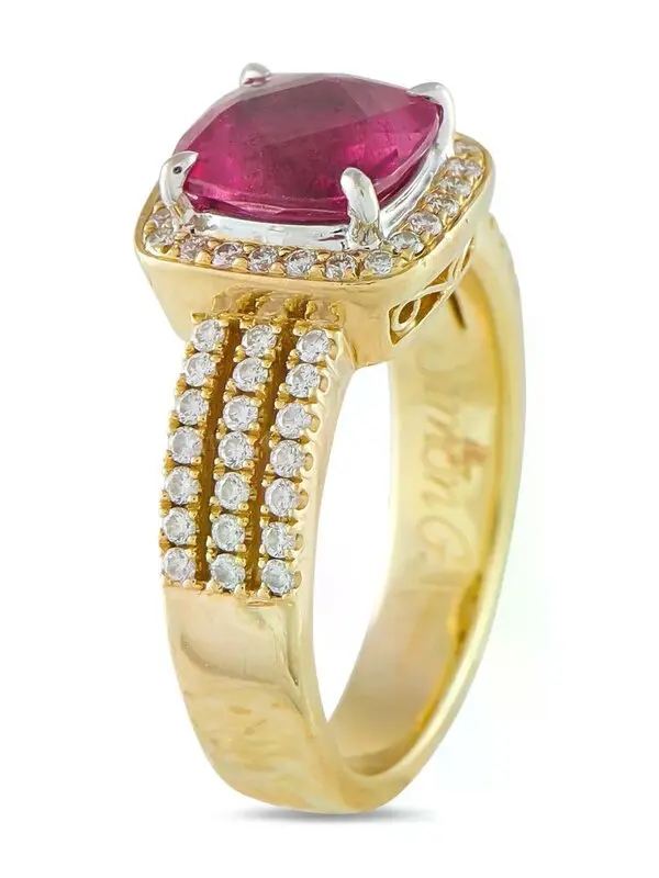 SIMON G 18k Yellow Diamond And Rubellite Ring