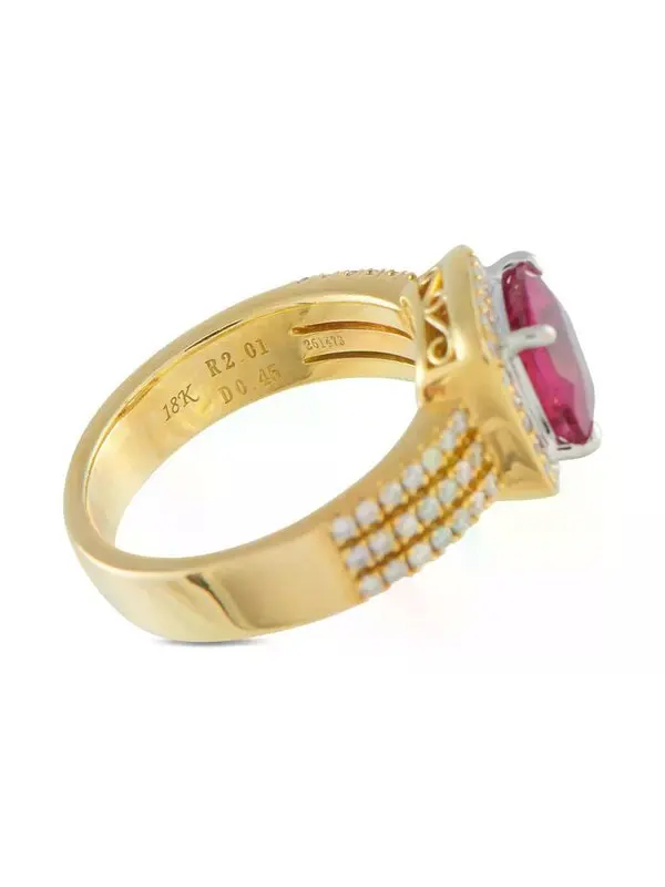 SIMON G 18k Yellow Diamond And Rubellite Ring