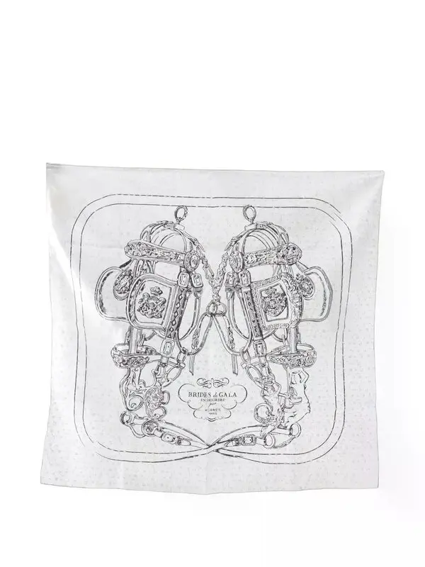 Hermès 1920 Brides De Gala 70 Scarf - White