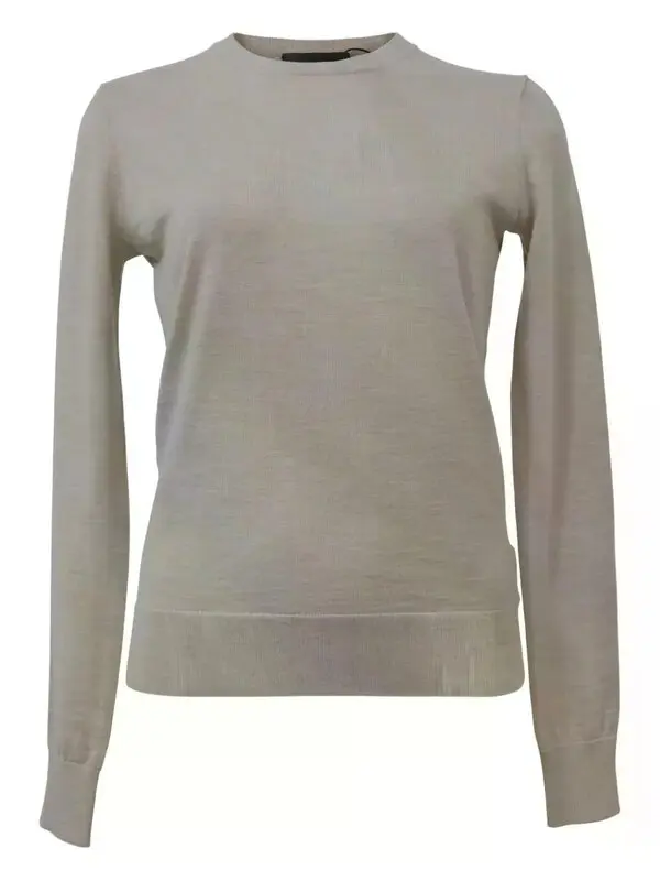 Theory Crew-neck Ribbed-trim Sweater - Neutrals