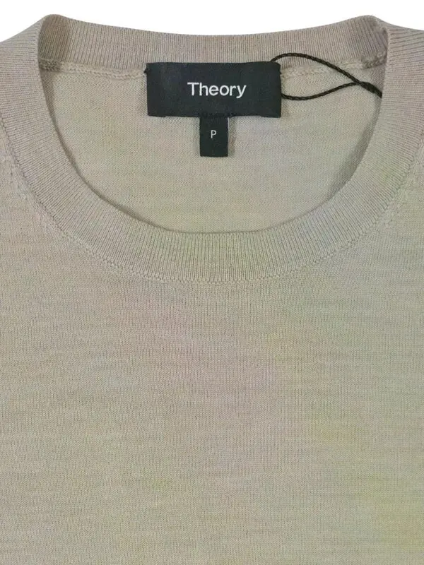 Theory Crew-neck Ribbed-trim Sweater - Neutrals