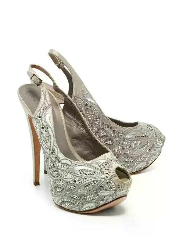 GINA 150mm Embellished Peep-toe Pumps