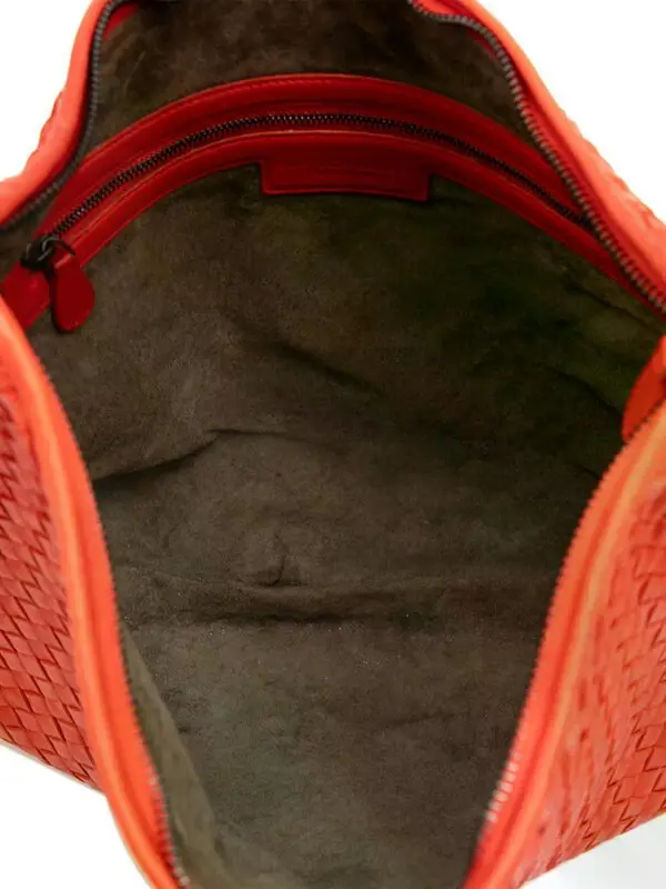 Bottega Veneta 2012-2025 Medium Nappa Intrecciato Veneta Hobo Bag - Orange