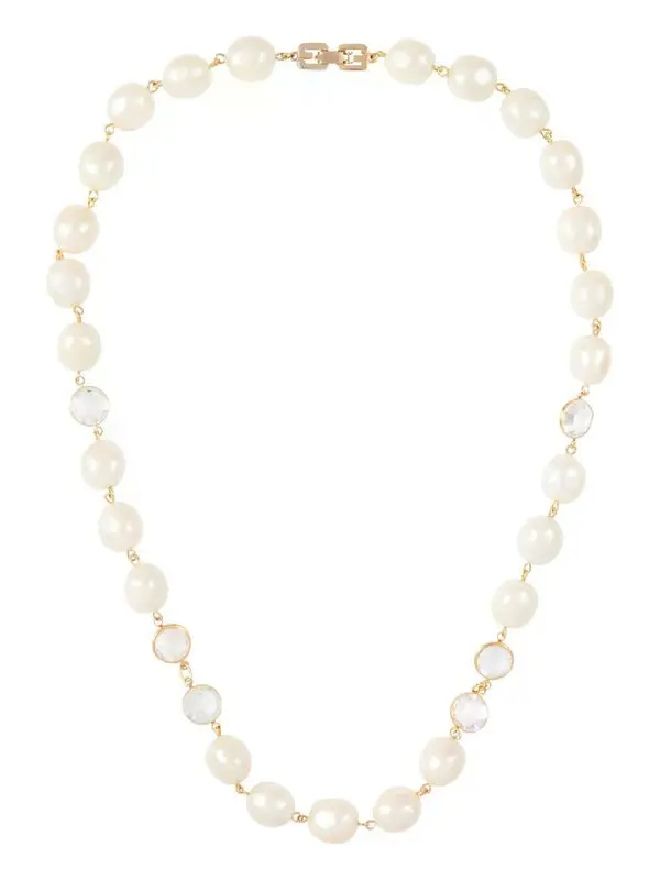 Givenchy 1990s Crystal And Faux-pearl Necklace - Gold