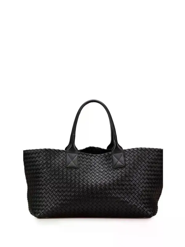 Bottega Veneta 2012-2025 Medium Intreccio Cabat Tote Bag - Black