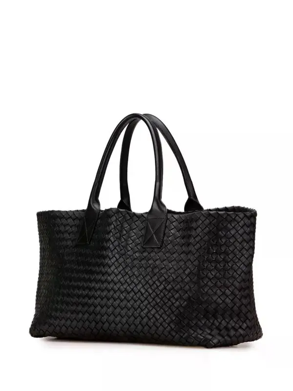 Bottega Veneta 2012-2025 Medium Intreccio Cabat Tote Bag - Black