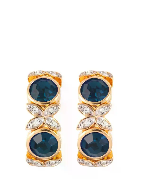 D'ORLAN 1980s Sapphire-embellished Clip-on Earrings - Gold