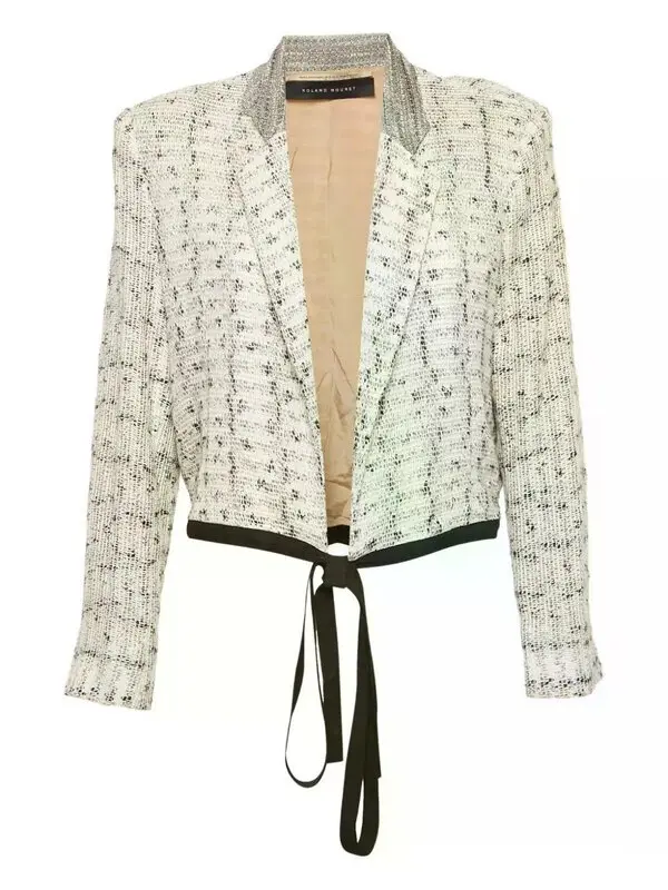 Roland Mouret Tie-front Tweed Jacket - Neutrals