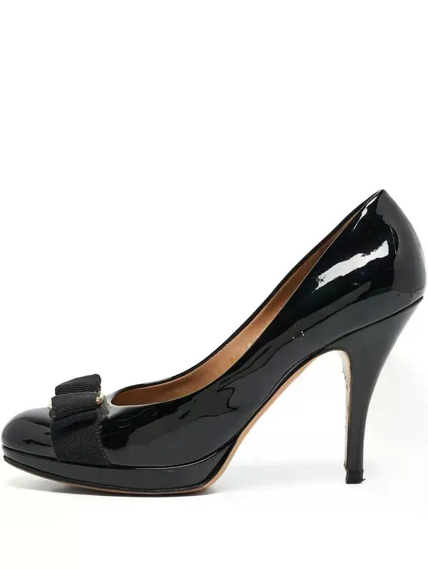 FERRAGAMO Patent-finish Stiletto Pumps - Black