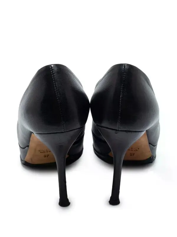 Gucci 100mm Leather Platform Pumps
