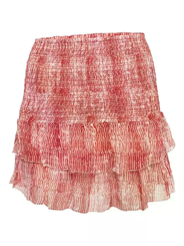 ISABEL MARANT VINTAGE Vintage Isabel Marant Zelia Smocked Silk Mini Skirt - Red