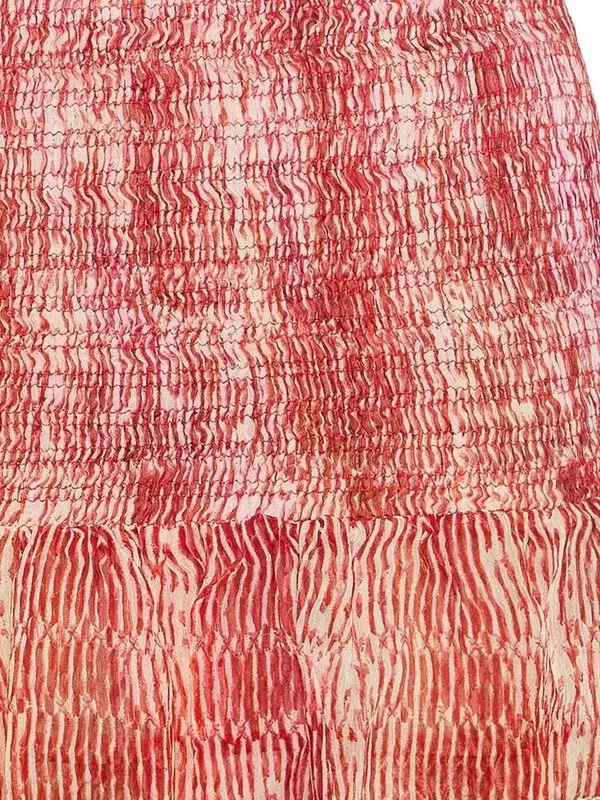 ISABEL MARANT VINTAGE Vintage Isabel Marant Zelia Smocked Silk Mini Skirt - Red