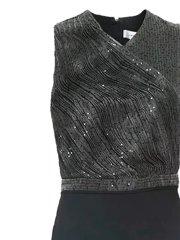 carven pleated dress Pleated Metallic Dress