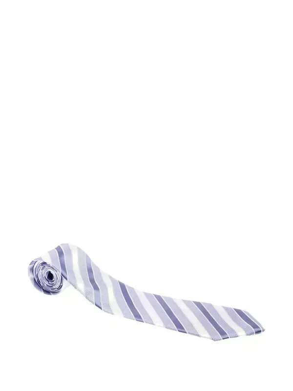 Giorgio Armani Striped Silk Tie - Purple