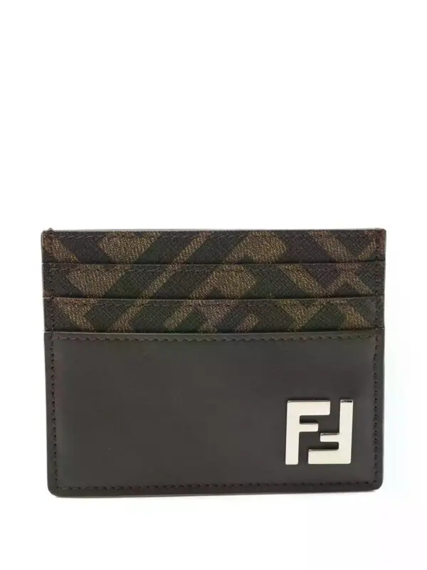 Fendi 2020s Ff Logo Leather Card Case - Brown