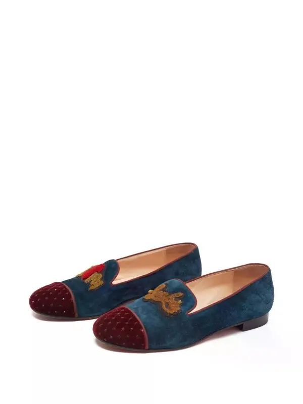 CHRISTIAN LOUBOUTIN Two-tone Velvet Loafers