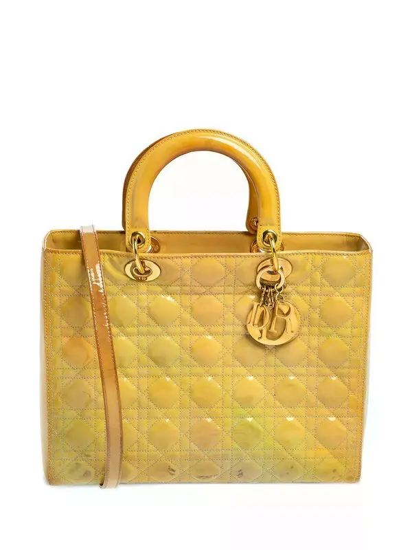 Dior Lady Quilted Leather Tote - Yellow