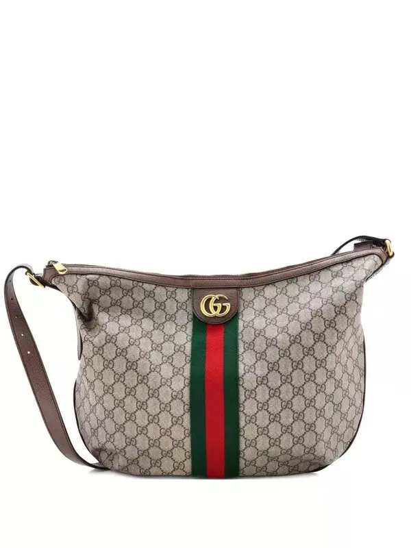 Gucci Ophidia Half Moon Gg Coated Canvas Large Hobo Bag - Neutrals
