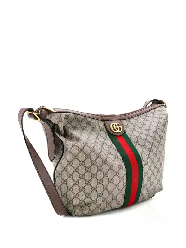 Gucci Ophidia Half Moon Gg Coated Canvas Large Hobo Bag - Neutrals