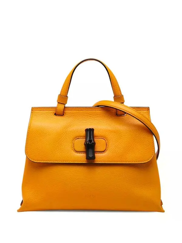 Gucci Small Leather Bamboo Daily Satchel - Orange