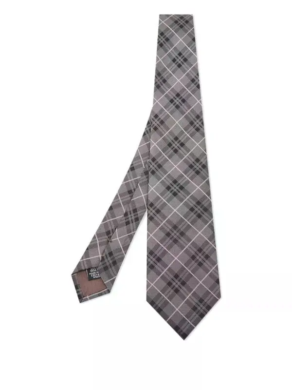 BOSS Silk Plaid Neck Tie - Grey