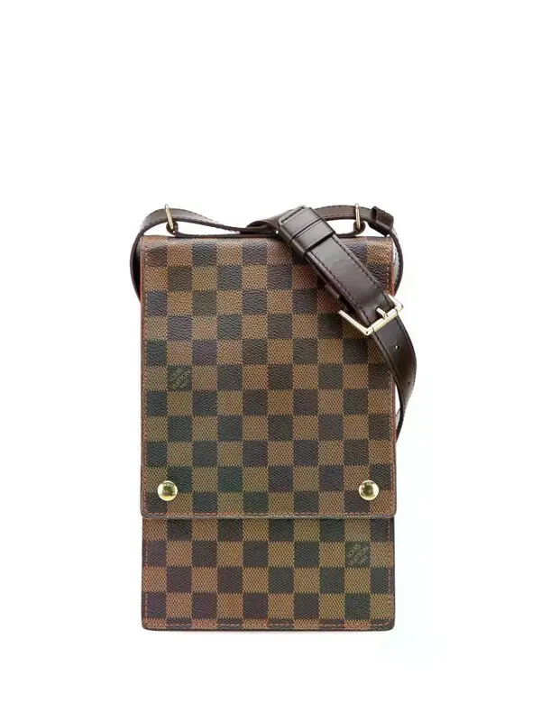 LOUIS VUITTON 2001 Damier Ebene Portobello Crossbody Bag - Brown