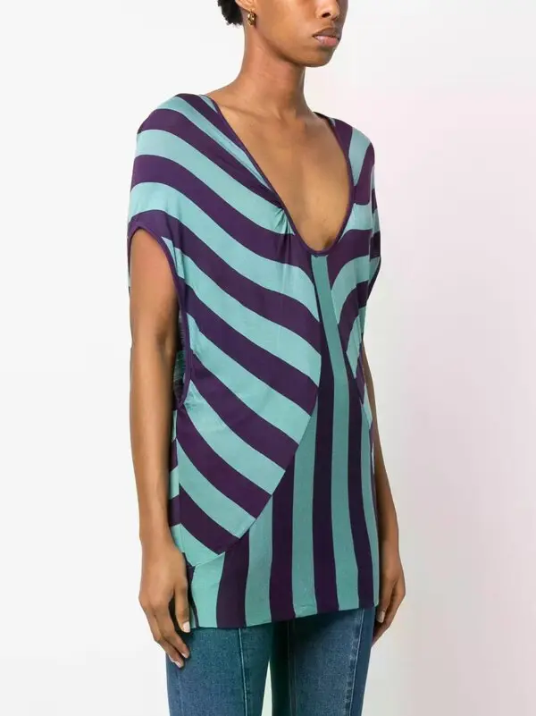 JEAN PAUL GAULTIER 1990s U-neck Striped Blouse