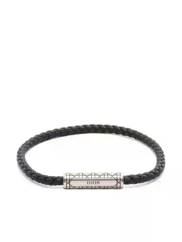 Dior 2000s Cannage Leather Bracelet - Black