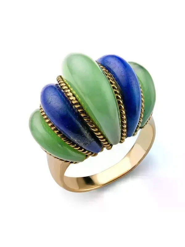 PRAGNELL 1980s Maw Sit Sit Cocktail Ring - Green