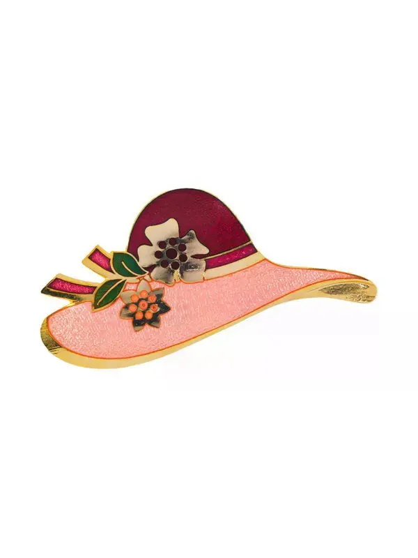 SUSAN CAPLAN 1980s Hat Brooch - Red
