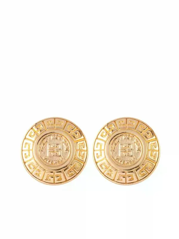 Givenchy 1980s 4g Logo-embossed Clip-on Earrings - Gold