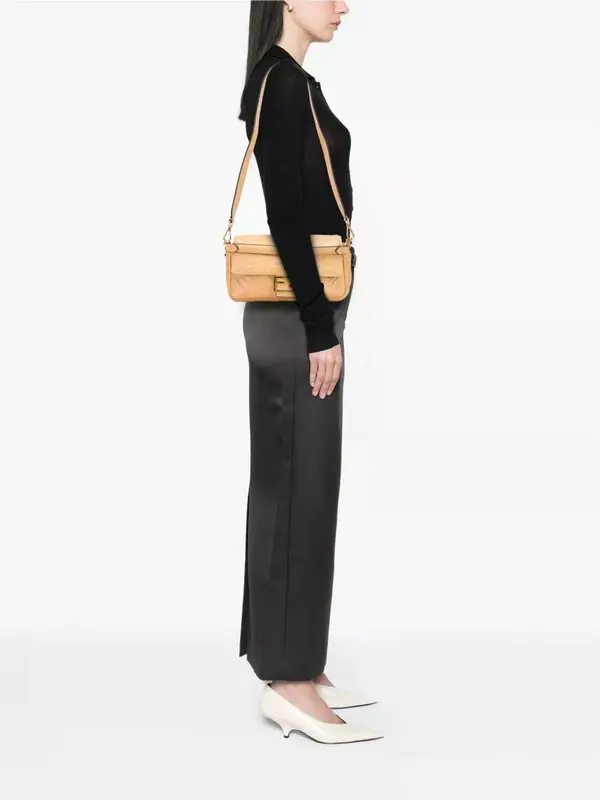 Fendi Zucca Embossed Leather Baguette - Brown