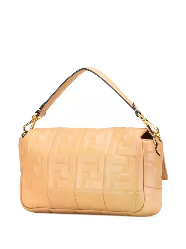 Fendi Zucca Embossed Leather Baguette - Brown