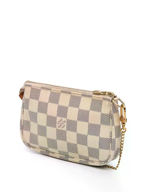 LOUIS VUITTON 2019 Damier Azur Mini Pochette Accessories Handbag - White