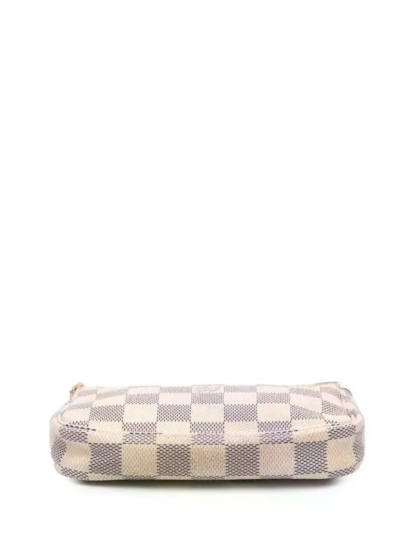LOUIS VUITTON 2019 Damier Azur Mini Pochette Accessories Handbag - White