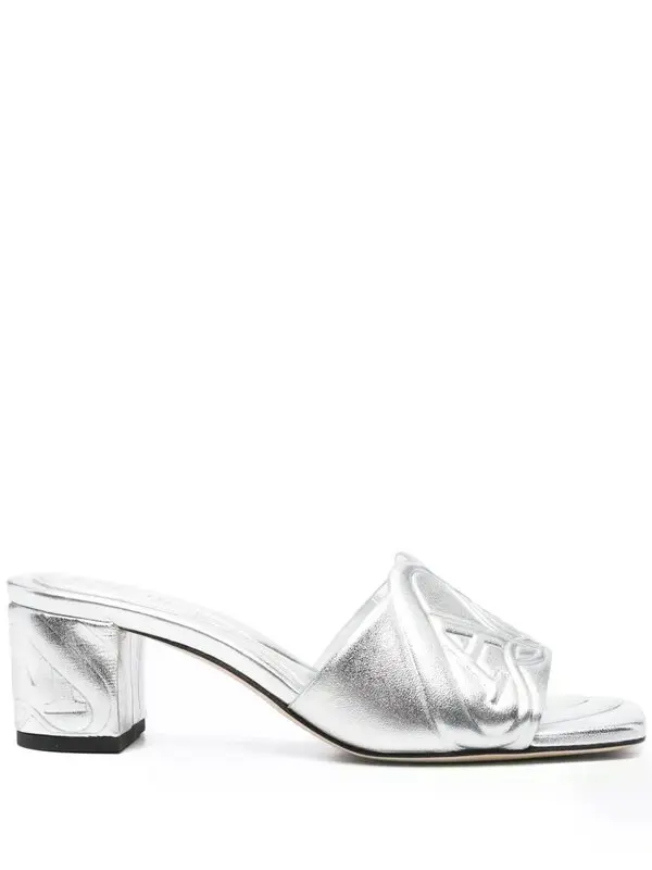 Alexander McQueen 50mm Seal Mules - Silver