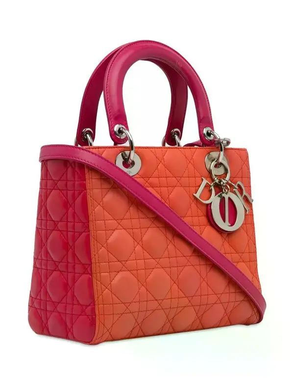 Dior 2013 Medium Lambskin Cannage Lady Satchel - Orange