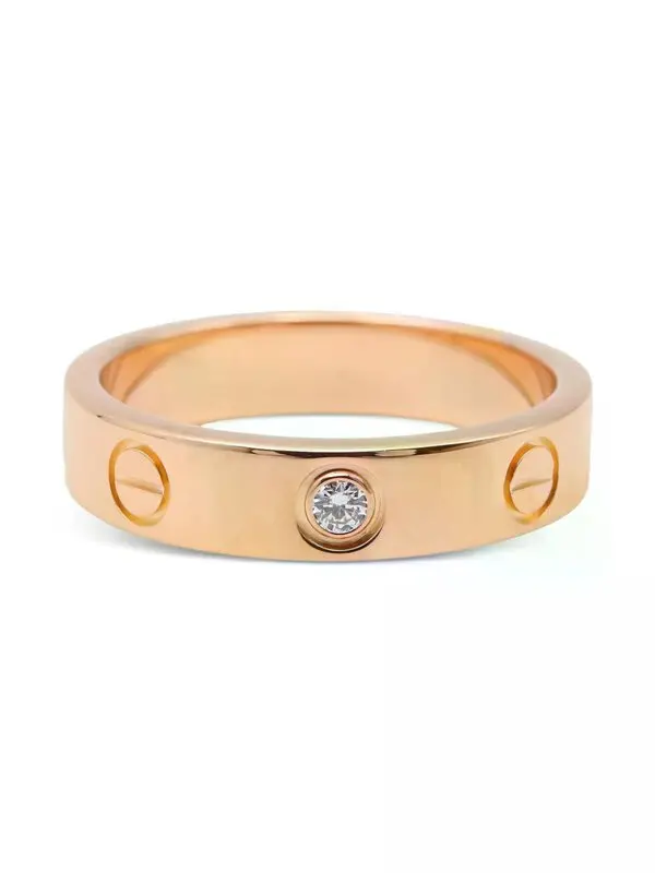 Cartier 2010s 18k Rose Gold Love Diamond Ring - Pink