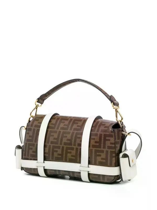 Fendi 2010-2024 Zucca Glazed Fabric Cage Baguette Satchel - Brown