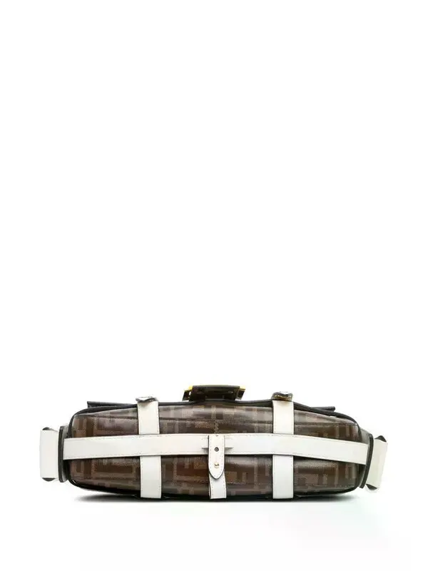 Fendi 2010-2024 Zucca Glazed Fabric Cage Baguette Satchel - Brown