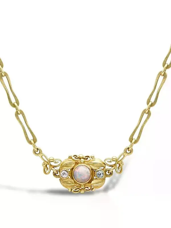 PRAGNELL Art Nouveau 18kt Yellow Opal And Diamond Necklace - Gold