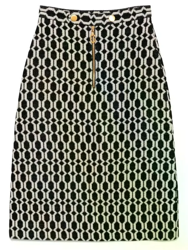 Gucci Monochrome Pattern A-line Skirt - Black